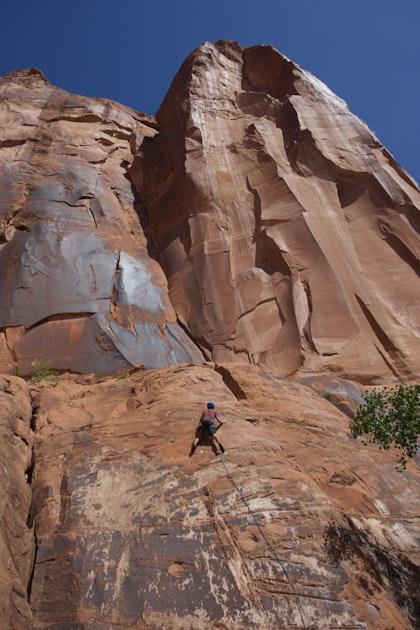 Rock Climbing Moab's Wall Street, Moab, Utah