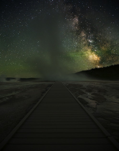 Night Photography at Yellowstone Geysers, The Grand Prismatic Spring