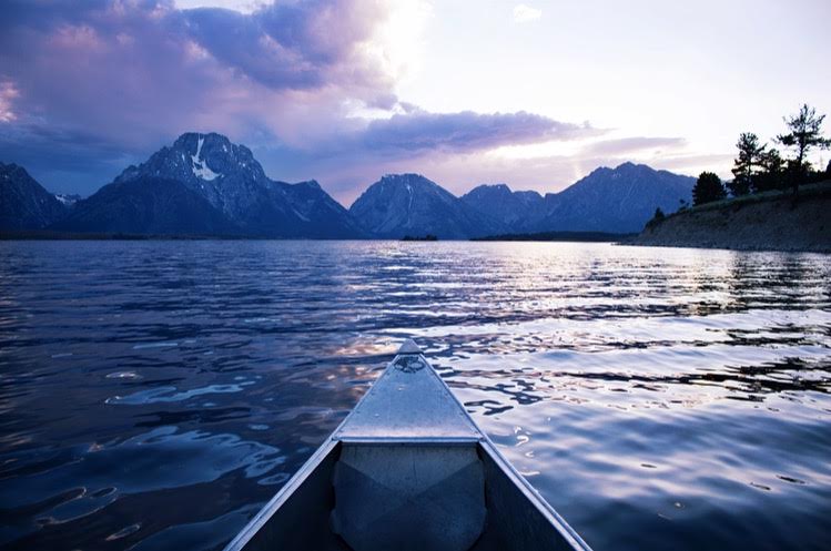 Canoe at Jackson Lake, Alta, Wyoming