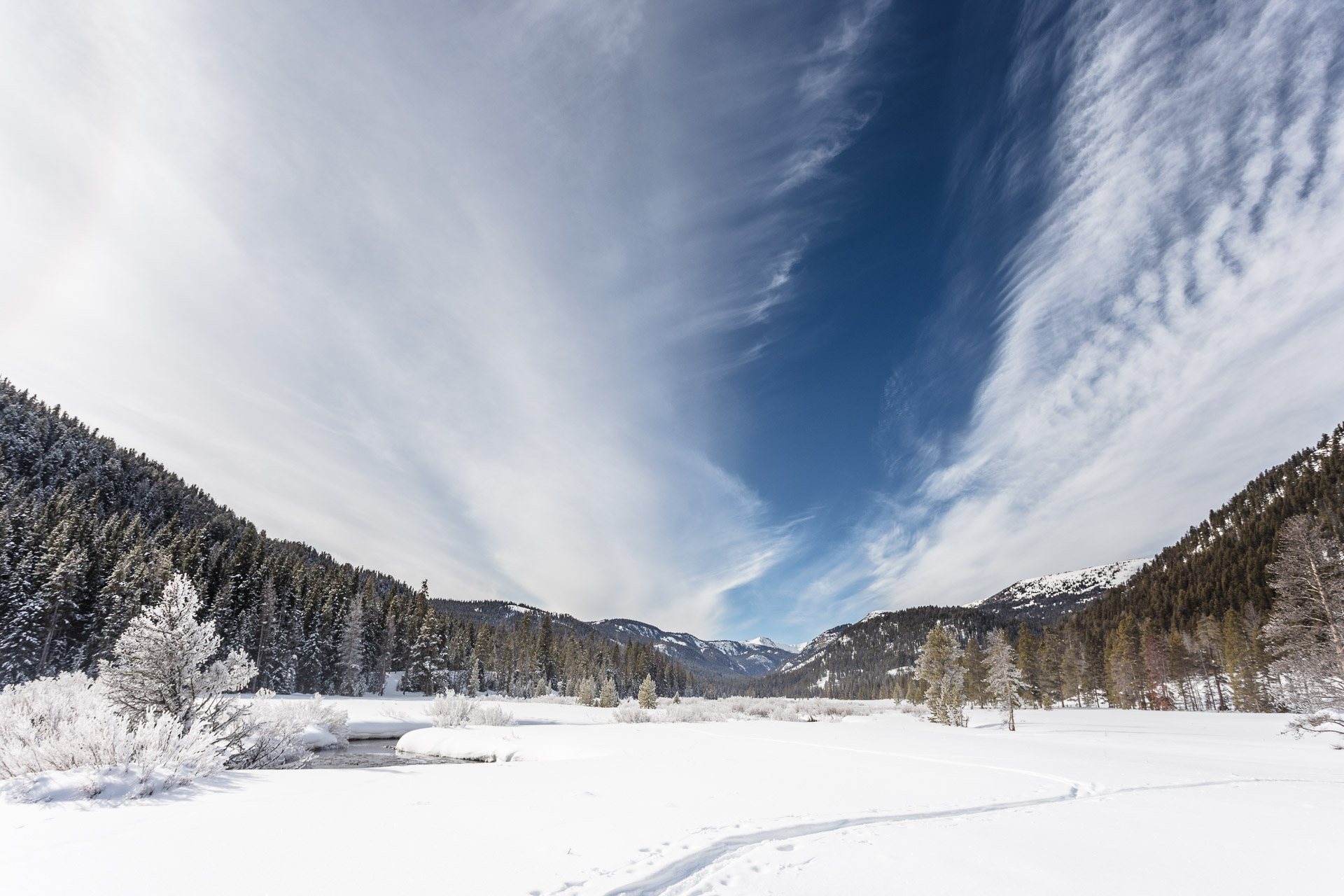 Cross-Country Ski at Bacon Rind Creek, Gallatin Gateway, Montana