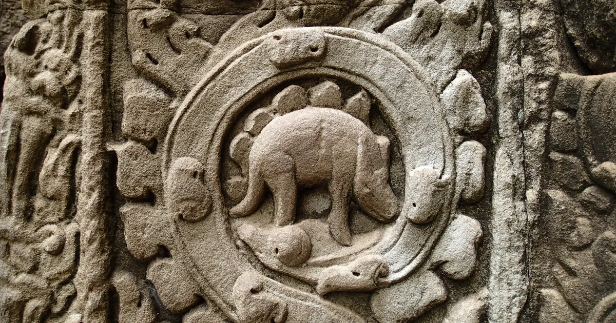 Find the Ta Prohm Stegosaurus, Cambodia