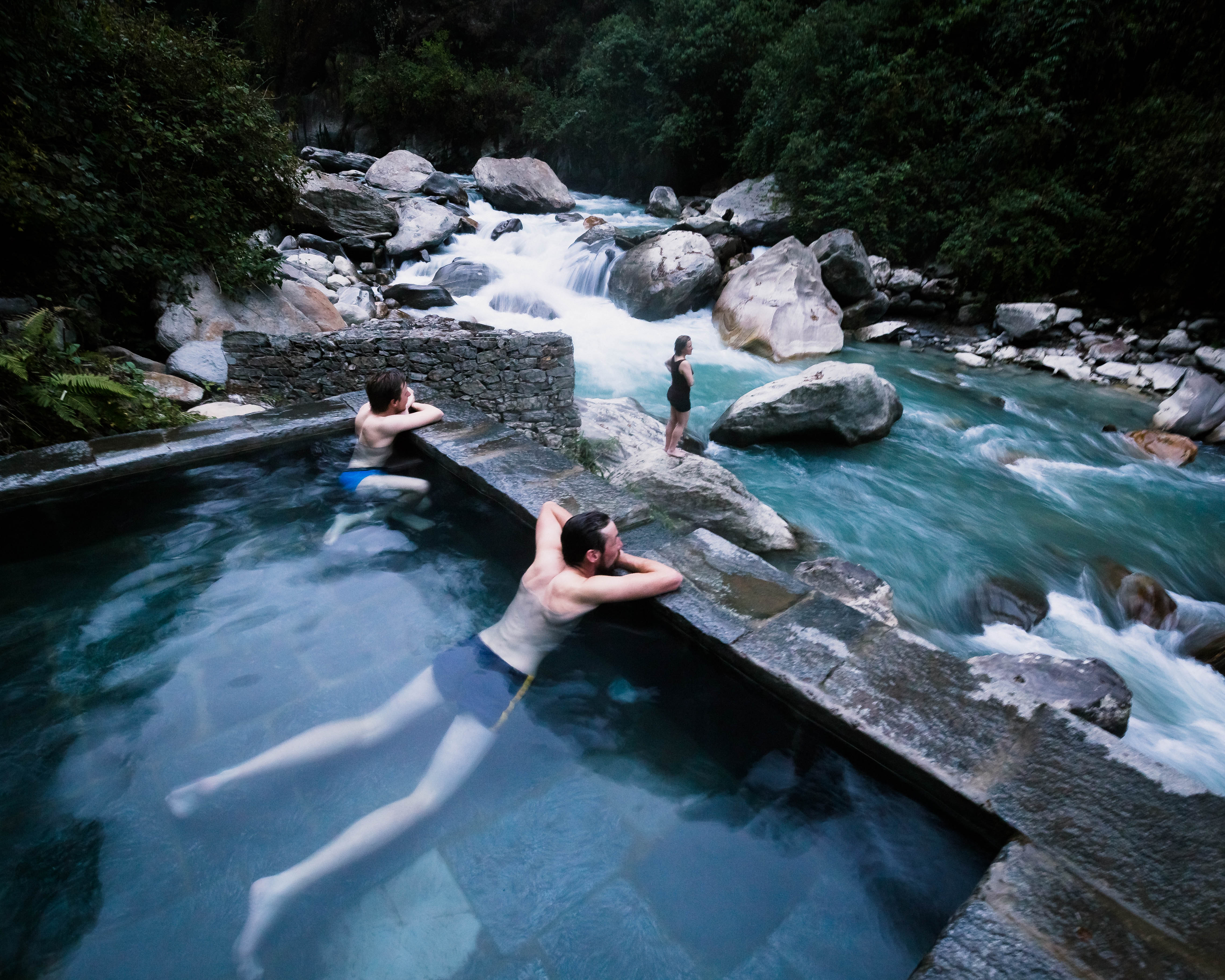 Soak in Jhinu Hot Spring in the Modi Khola Valley, Ghandruk, Nepal