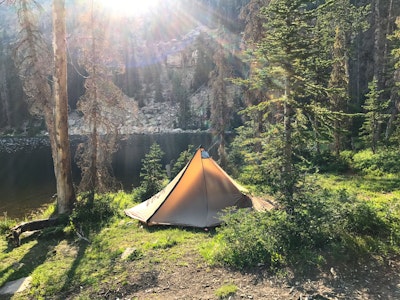 Camp at Pyramid Lake in Murdock Basin of Utah's Uinta Mountains ...