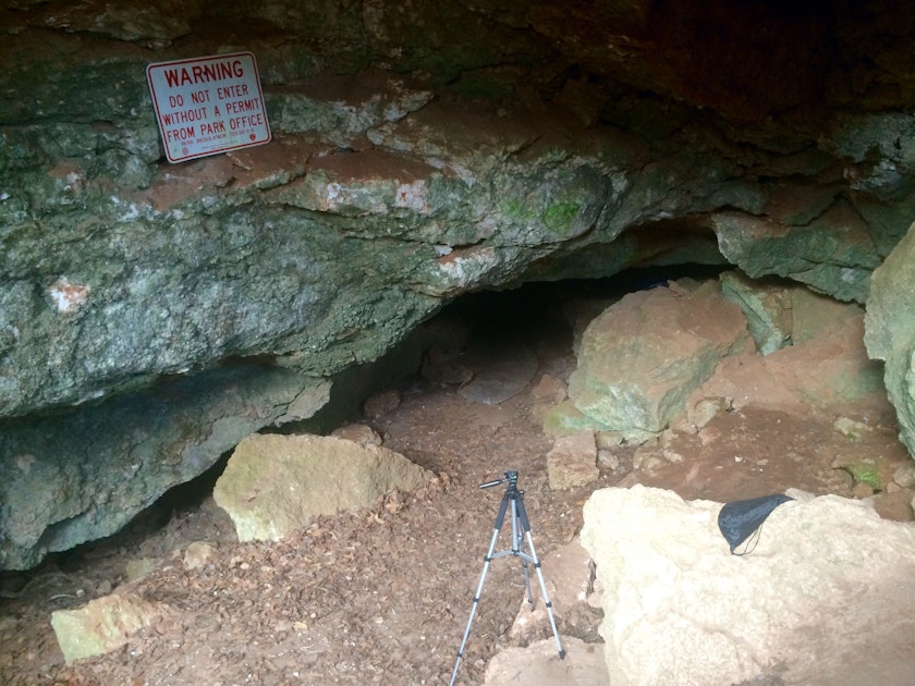 Camp in the Water Cave at Alabaster Caverns, Freedom, Oklahoma